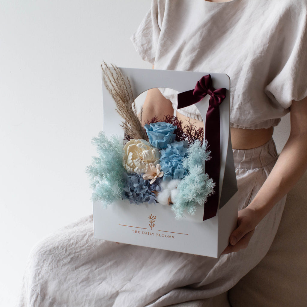 Celestial Blue Preserved Bloom Box | Long-Lasting Floral Gift SG – The ...